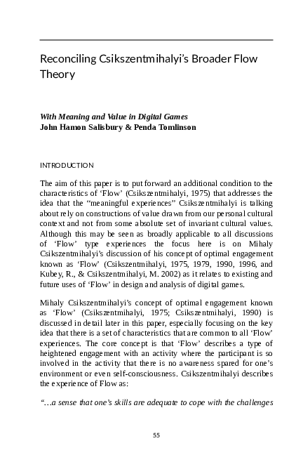 (PDF) Reconciling Csikszentmihalyi’s Broader Flow Theory: With Meaning ...