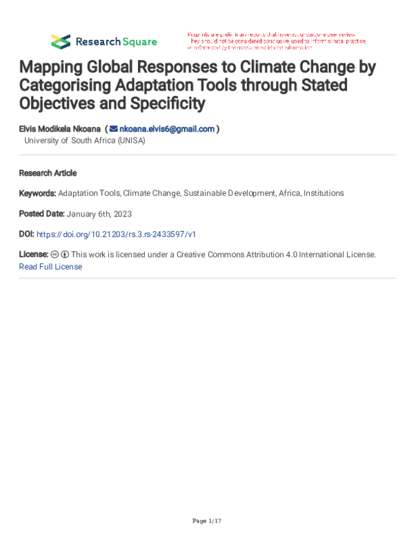 (PDF) Mapping Global Responses to Climate Change by Categorising ...