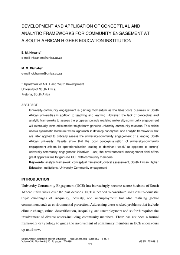 (PDF) Development and application of conceptual and analytic frameworks ...