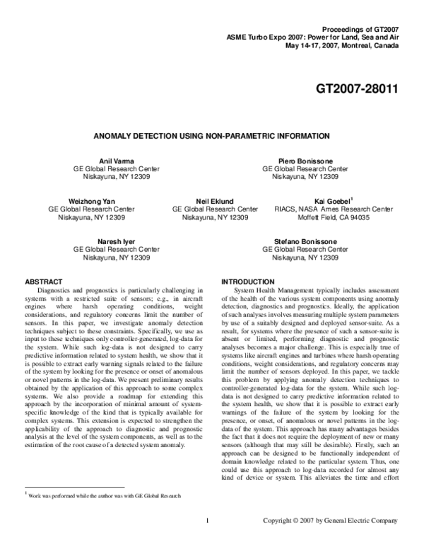 (PDF) Anomaly Detection Using Non-Parametric Information