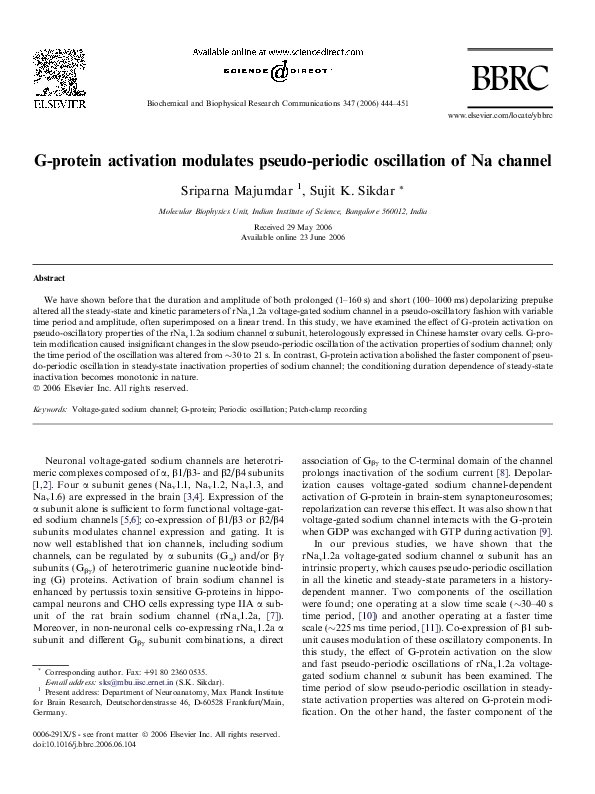 (PDF) G-protein activation modulates pseudo-periodic oscillation of Na ...