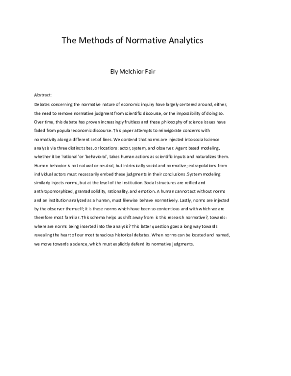 (PDF) The Methods of Normative Analytics