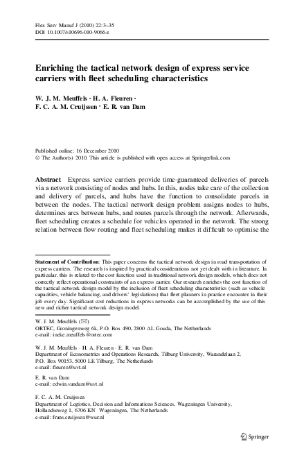 (PDF) Enriching the tactical network design of express service carriers ...