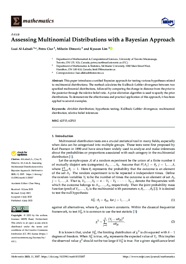 (PDF) Assessing Multinomial Distributions with a Bayesian Approach