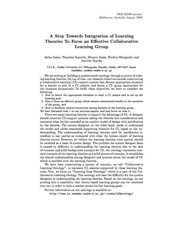(PDF) A Step Towards Integration of Learning Theories to Form an Effective Collaborative ...