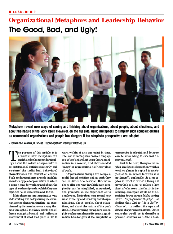 (PDF) Organisational metaphors and leadership behaviour