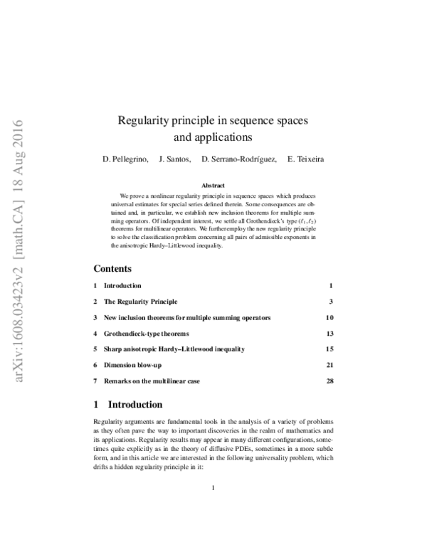 (PDF) Regularity Principle in Sequence Spaces