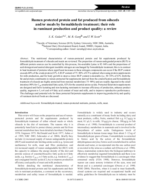 (PDF) Rumen protected protein and fat produced from oilseeds and/or ...