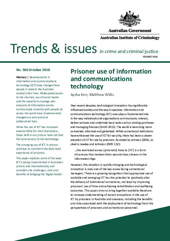 (PDF) Prisoner use of information and communications technology