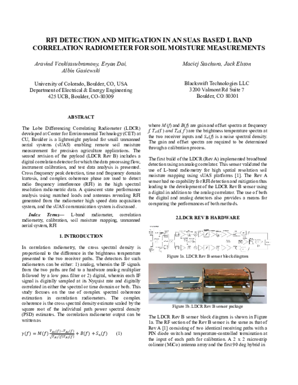 (PDF) RFI DETECTION AND MITIGATION IN AN SUAS BASED L BAND CORRELATION RADIOMETER FOR SOIL ...