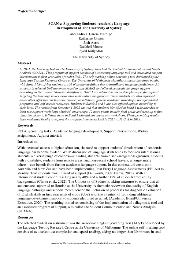 (PDF) SCANA: Supporting students’ academic language development at The ...