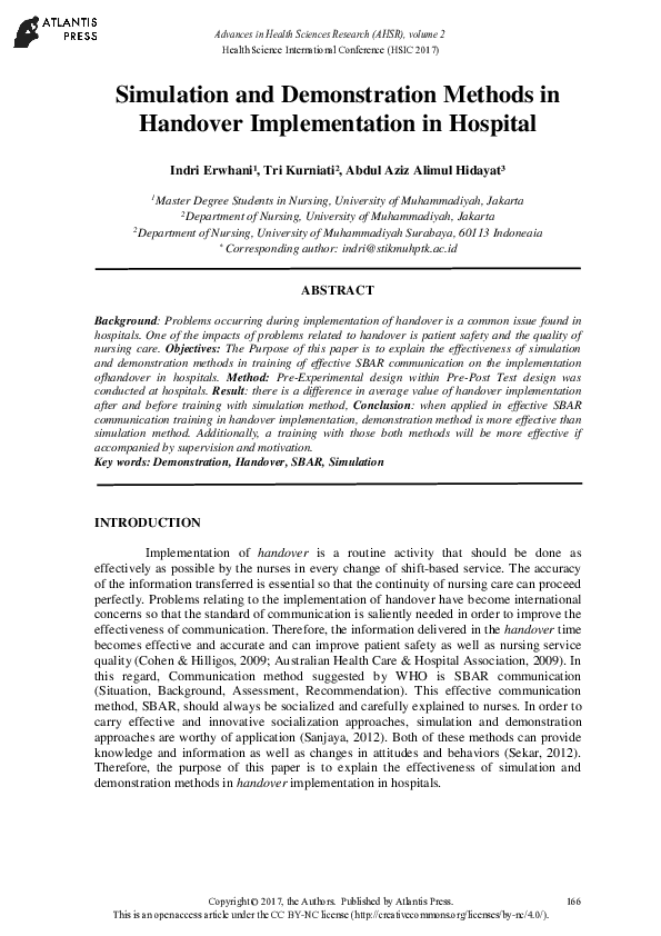 (PDF) Simulation and Demonstration Methods in Handover Implementation ...