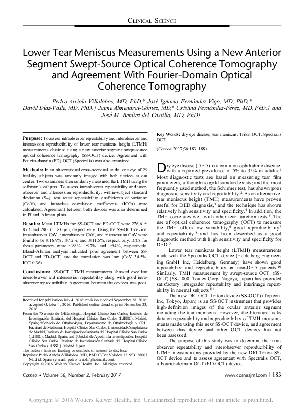 (PDF) Lower Tear Meniscus Measurements Using a New Anterior Segment ...