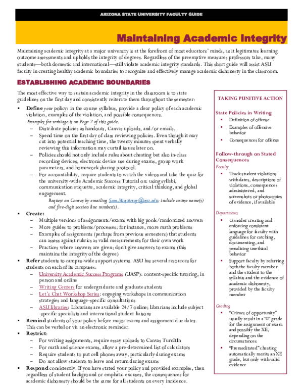 (PDF) Maintaining Academic Integrity
