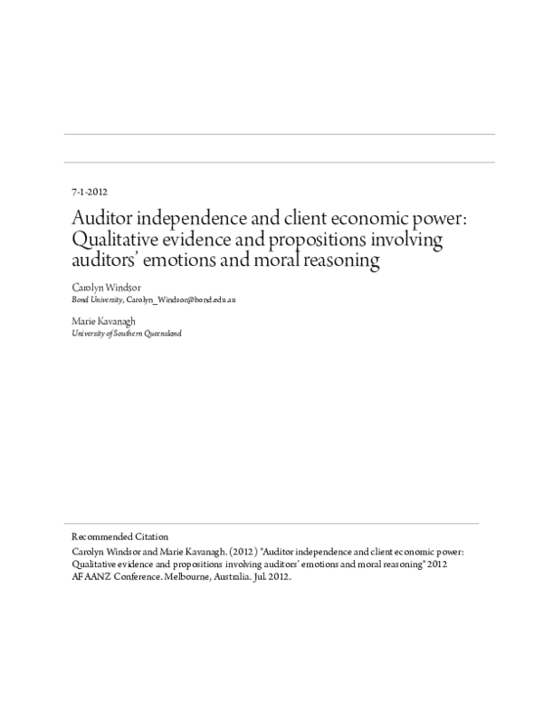(PDF) Auditor independence and client economic power: Qualitative ...