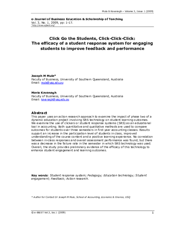 (PDF) Click go the students, click-click-click: the efficacy of a student response system for ...