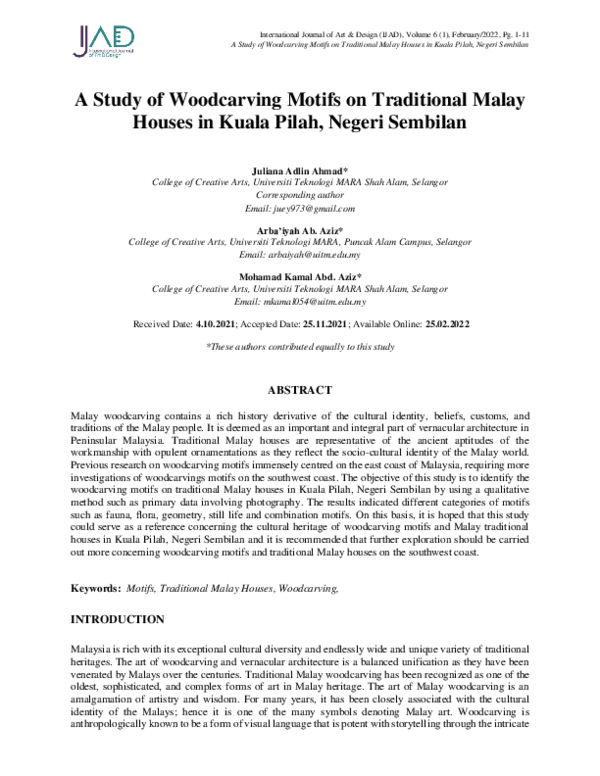 (PDF) A Study of Woodcarving Motifs on Traditional Malay Houses in ...