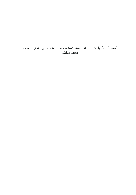 (PDF) Reconfiguring environmental sustainability in early childhood ...