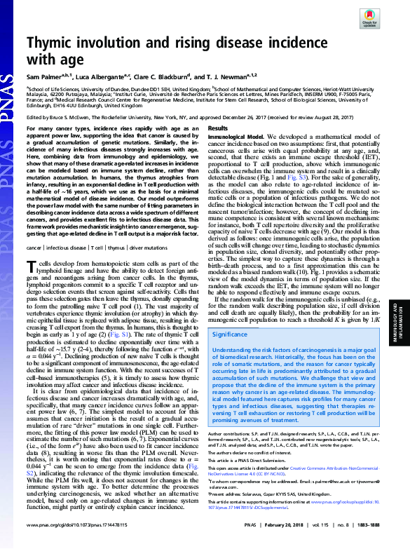 (PDF) Thymic involution and rising disease incidence with age
