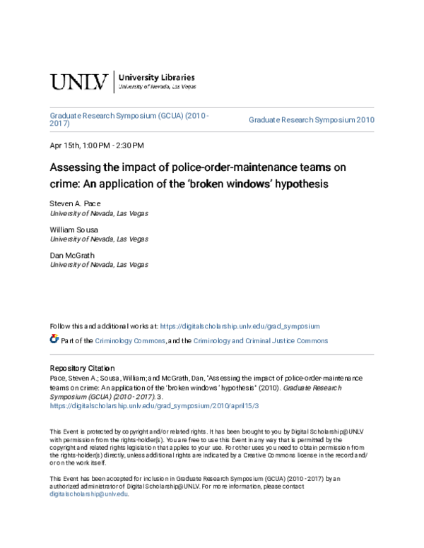 (PDF) Assessing the impact of police-order-maintenance teams on crime ...