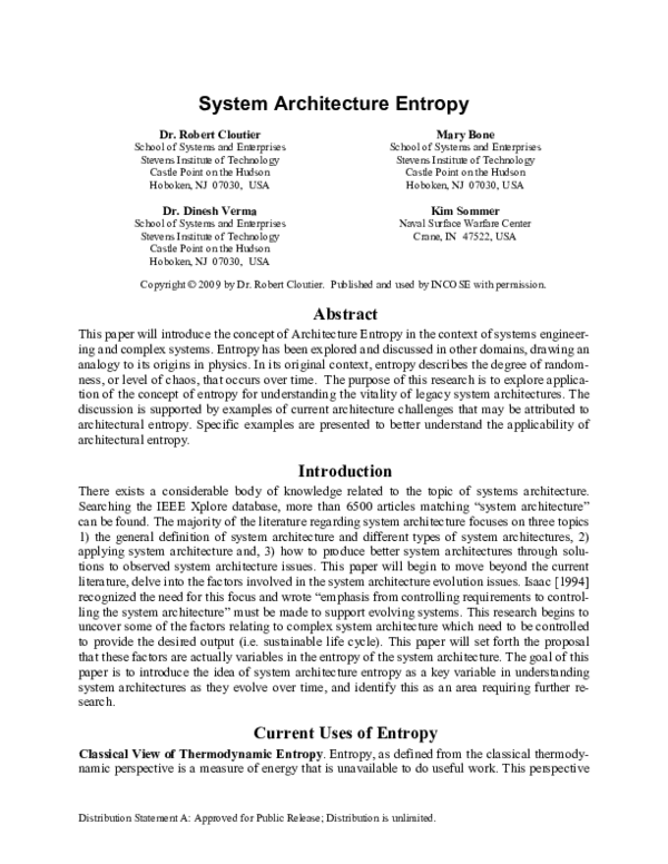 (PDF) System architecture entropy