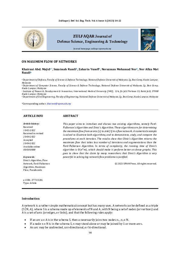 (PDF) ON MAXIMUM FLOW OF NETWORKS