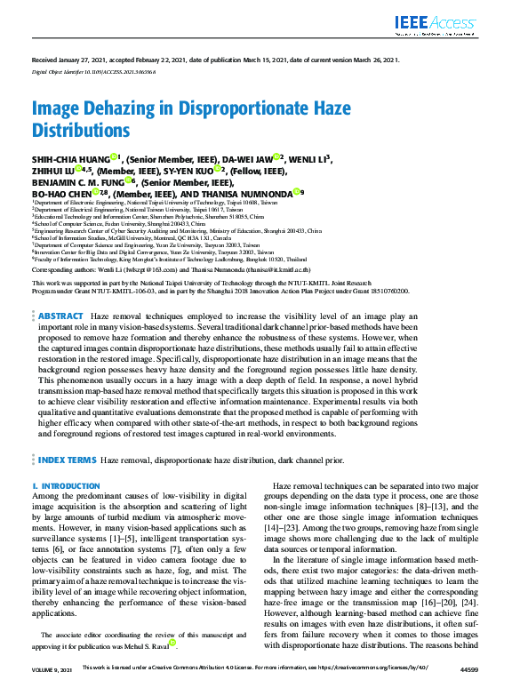 (PDF) Image Dehazing in Disproportionate Haze Distributions