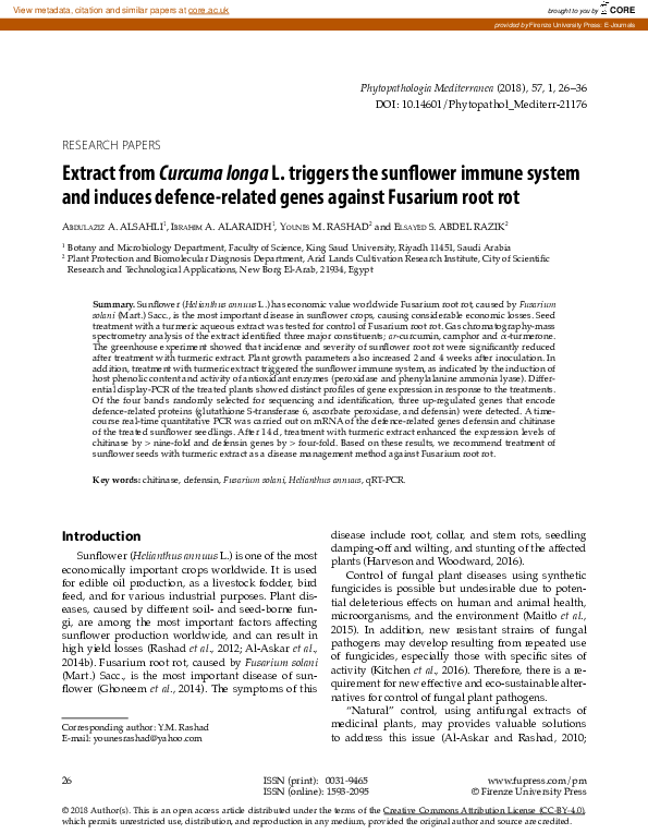 (PDF) Extract from Curcuma longa L. triggers the sunflower immune ...