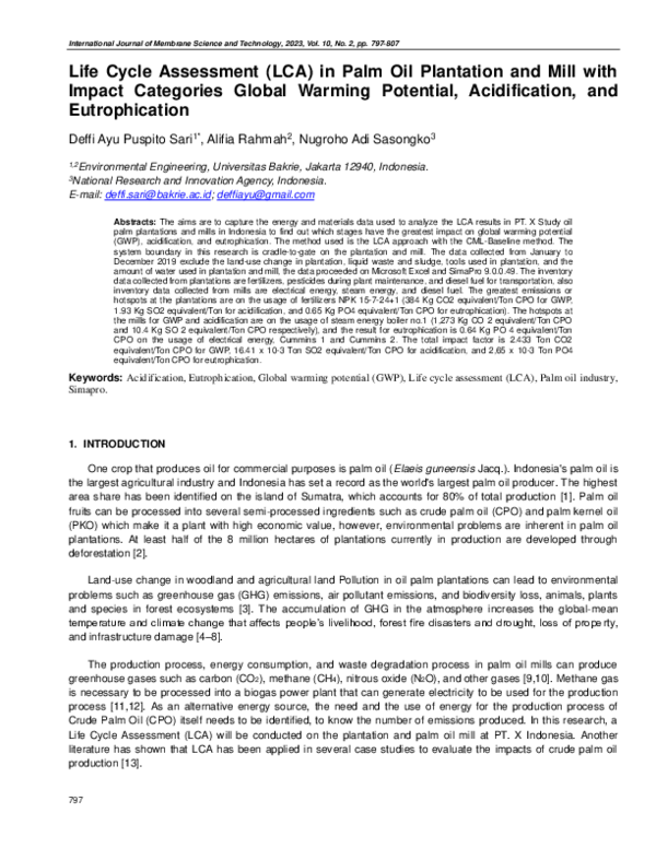 (PDF) Life Cycle Assessment (LCA) in Palm Oil Plantation and Mill with ...