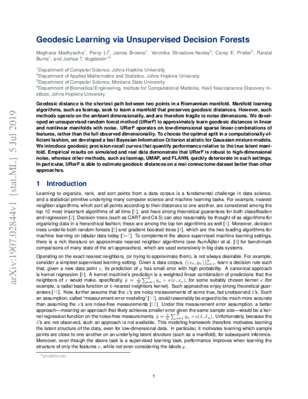 (PDF) Geodesic Learning via Unsupervised Decision Forests