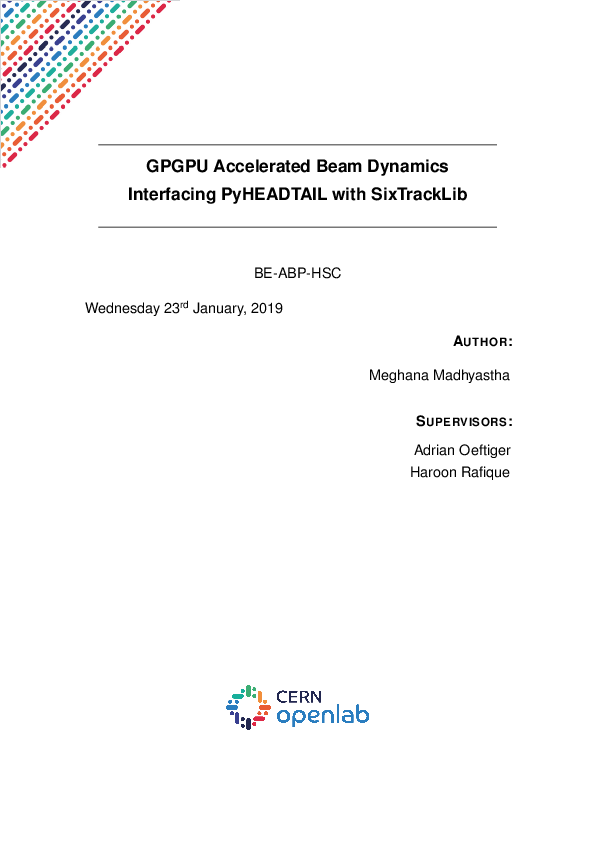 (PDF) GPGPU Accelerated Beam Dynamics Interfacing PyHEADTAIL with SixTrackLib