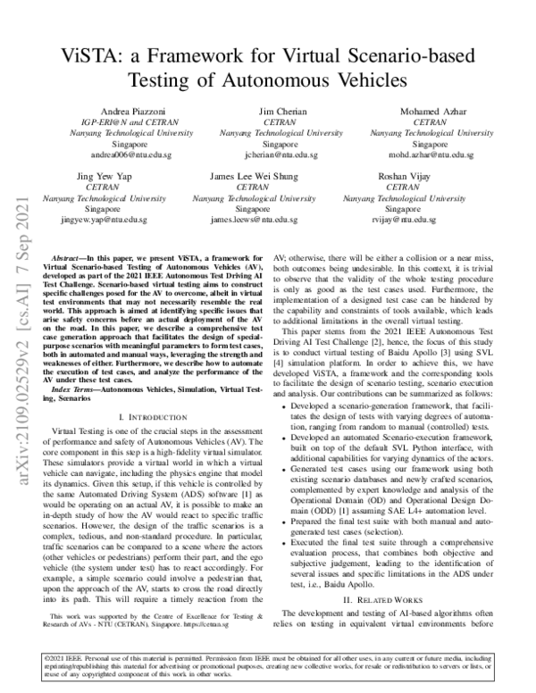 (PDF) ViSTA: a Framework for Virtual Scenario-based Testing of ...
