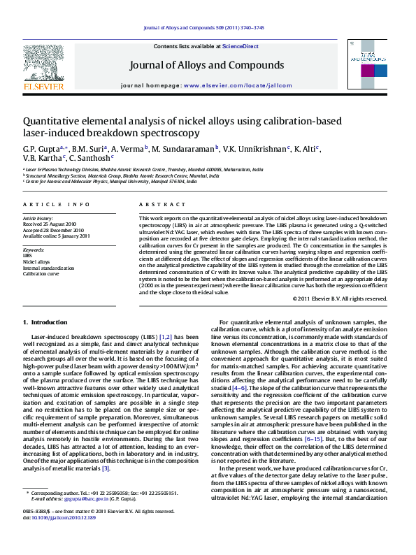 (PDF) Quantitative elemental analysis of nickel alloys using ...