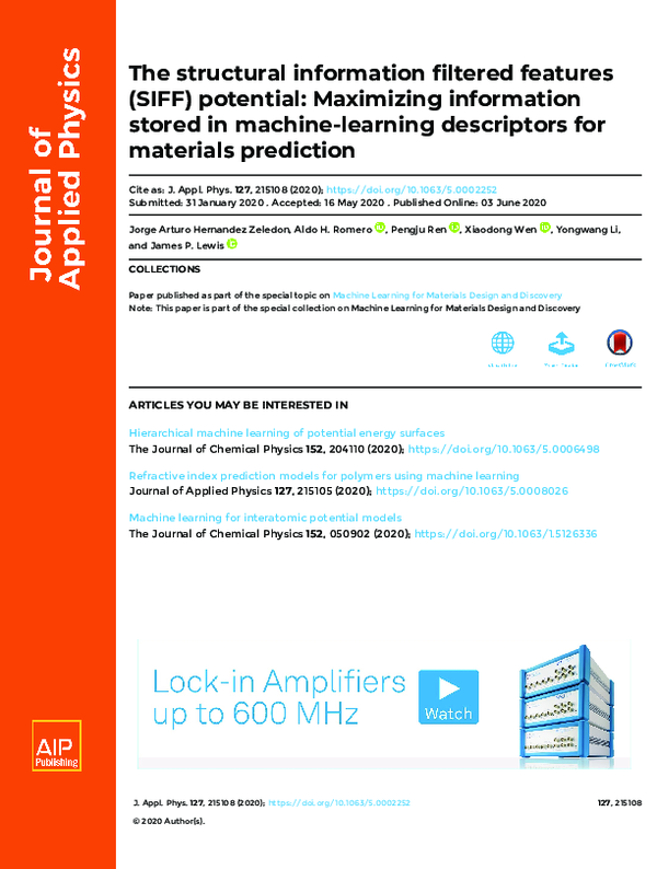 (PDF) The structural information filtered features (SIFF) potential ...