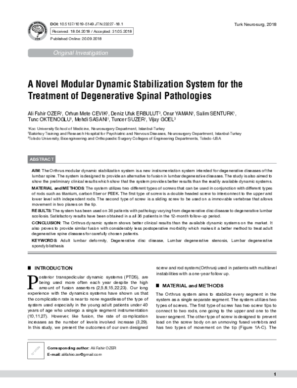 (PDF) A novel modular dynamic stabilization system for the treatment of ...