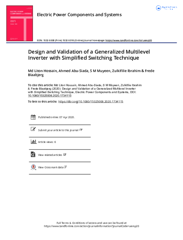 Pdf Design And Validation Of A Generalized Multilevel Inverter With Simplified Switching Technique