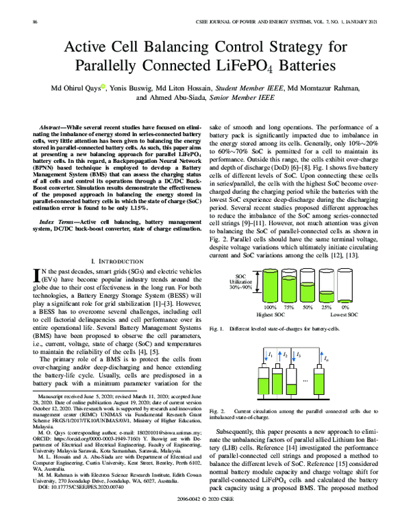 (PDF) Active cell balancing control strategy for parallel connected ...