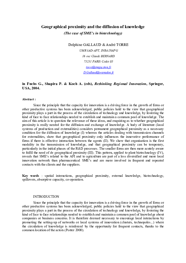 (PDF) Rethinking Regional Innovation