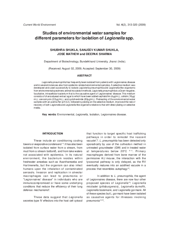 (PDF) Studies of environmental water samples for different parameters ...
