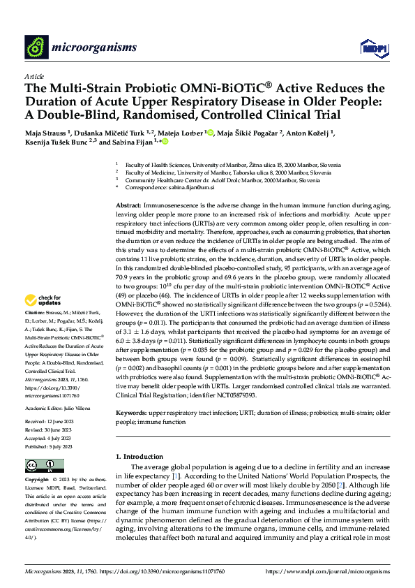 (PDF) The Multi-Strain Probiotic OMNi-BiOTiC® Active Reduces the ...