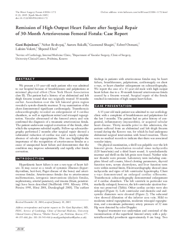 (PDF) Remission of High-Output Heart Failure after Surgical Repair of ...