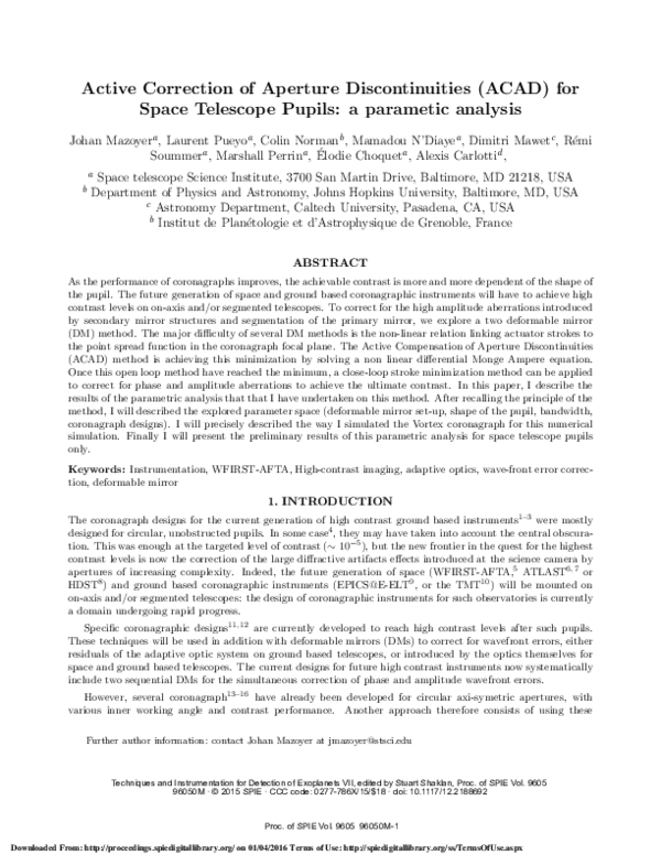 (PDF) Active correction of aperture discontinuities (ACAD) for space ...