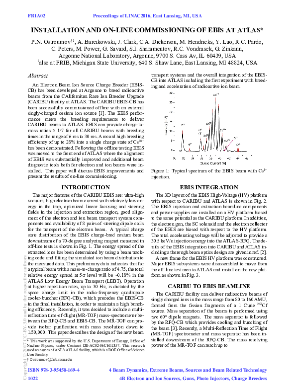 (PDF) Installation and On-Line Commissioning of EBIS at ATLAS