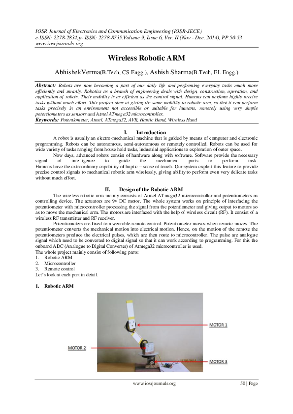 (PDF) Wireless Robotic ARM