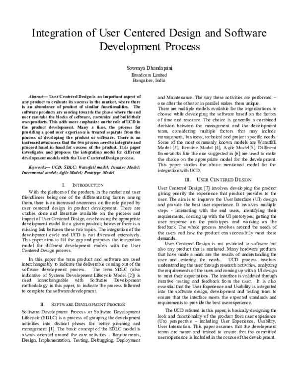 (PDF) Integration of User Centered Design and Software Development Process