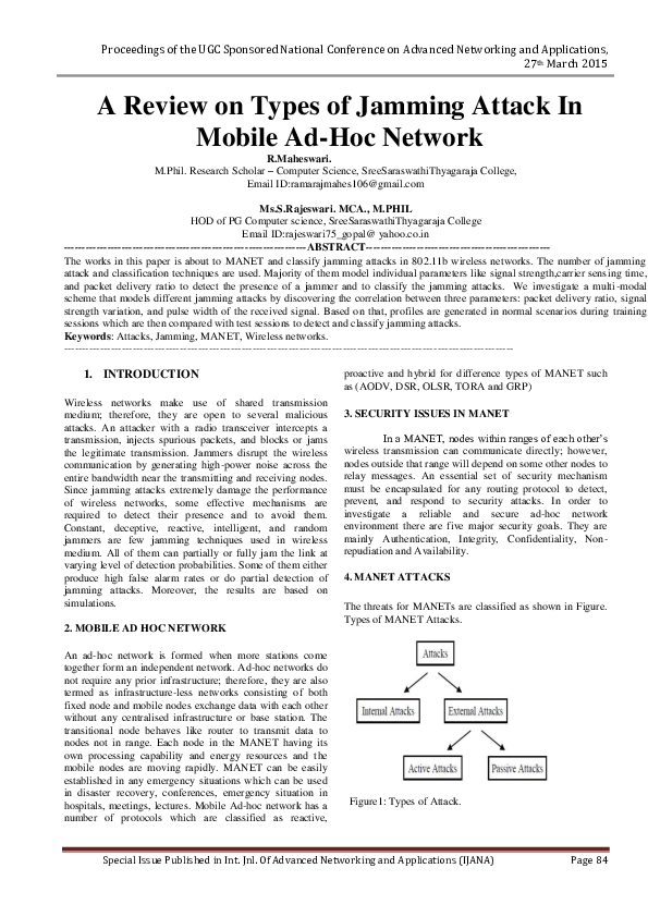 (PDF) A Review on Types of Jamming Attack In Mobile Ad-Hoc Network