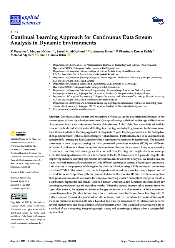 (PDF) Continual Learning Approach for Continuous Data Stream Analysis ...