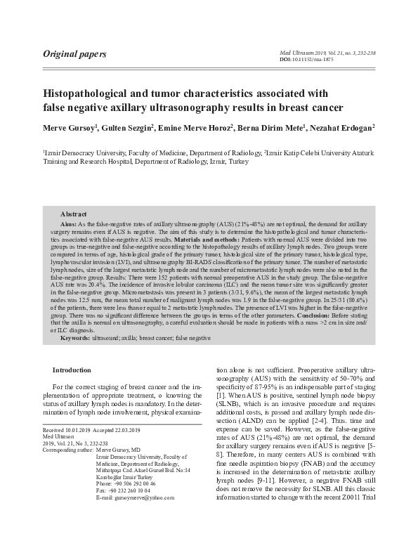 (PDF) Histopathological and Tumor Characteristics Associated with False ...