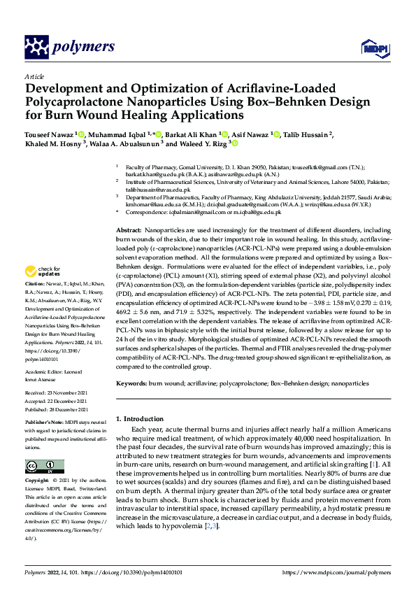 Pdf Development And Optimization Of Acriflavine Loaded Polycaprolactone Nanoparticles Using