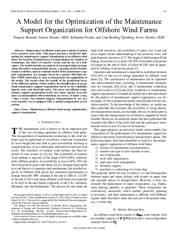 (PDF) A Model for the Optimization of the Maintenance Support ...